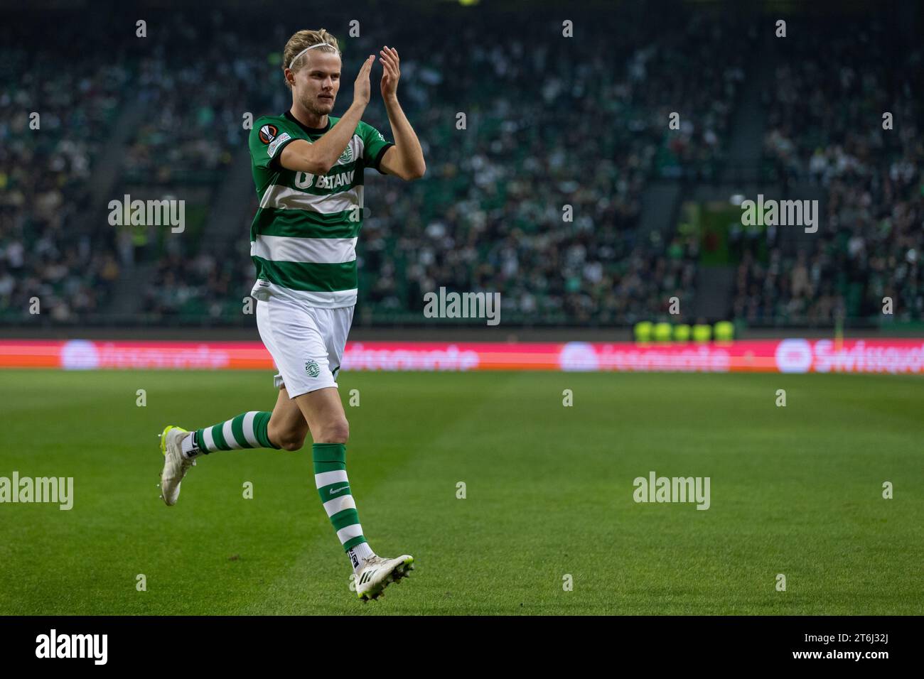 November 09, 2023. Lisbon, Portugal. Sporting's midfielder from Denmark ...
