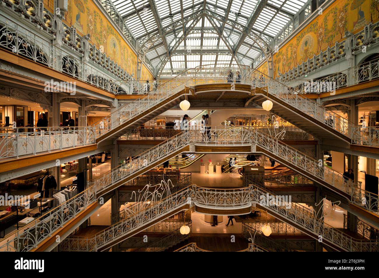 interior, staircase, shopping floors, glass dome, La Samaritaine ...