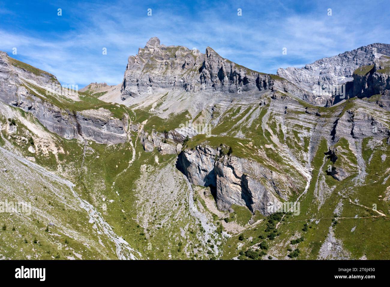 The peak petit muveran above high valley la saille hi-res stock ...