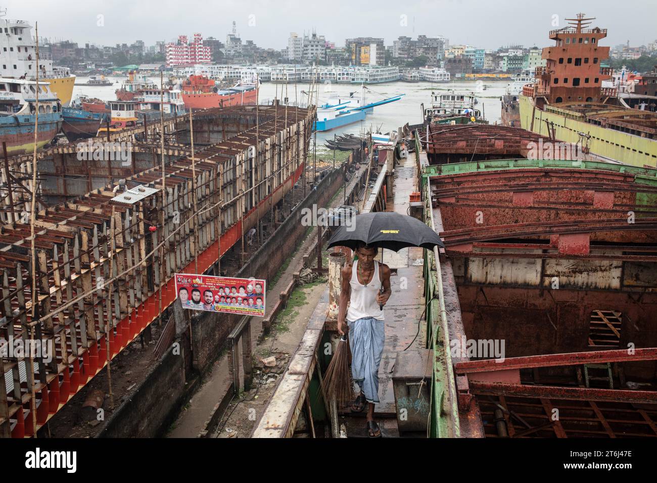 Ships in a shipyard in the Dhaka Dockyard on the Buriganga River, Dhaka ...
