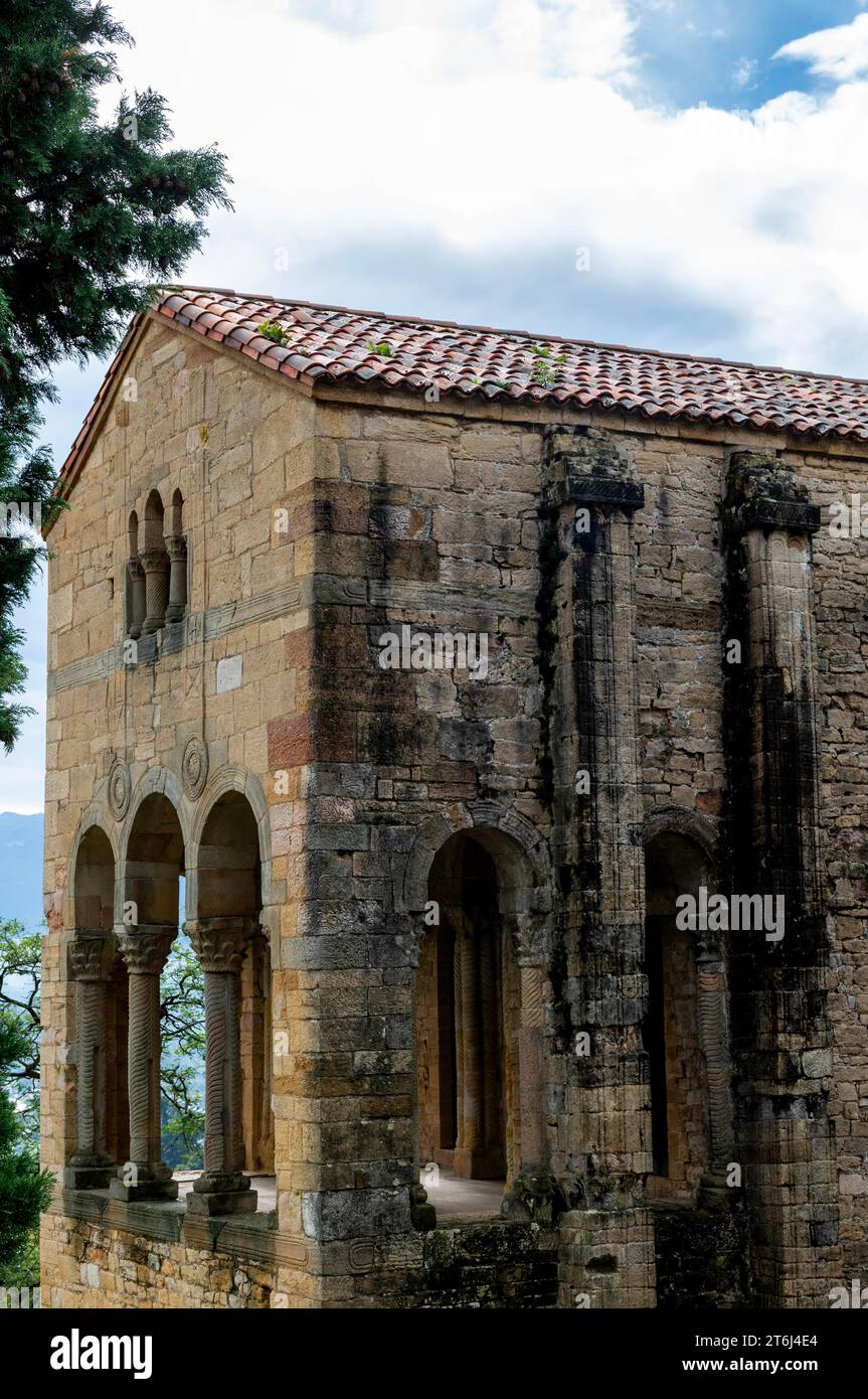 Pre-Romanesque church of Santa Maria del Naranco, loggia on the eastern ...