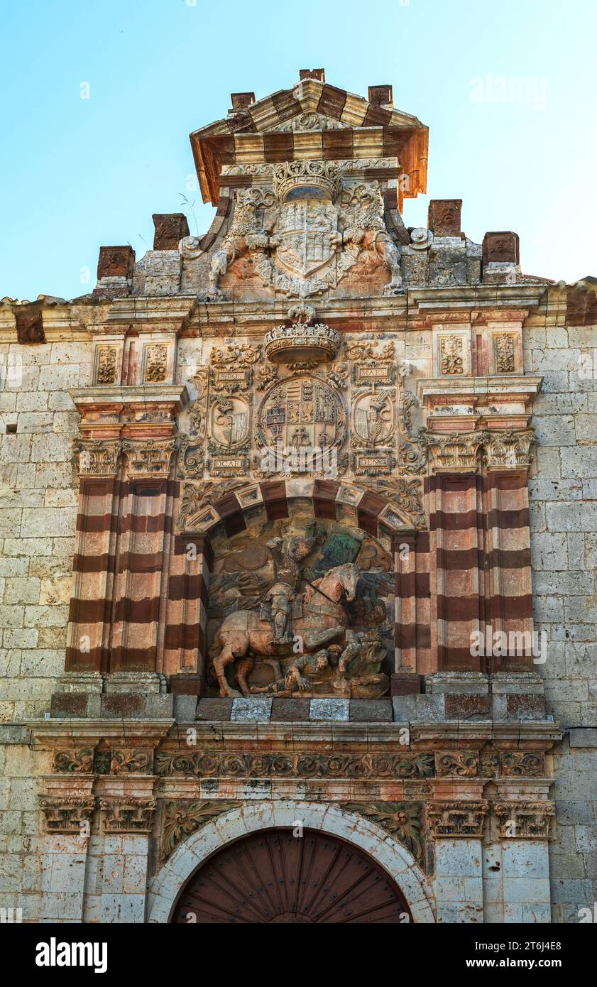 Relief above the entrance on the main facade of the abbey, Monastery of ...
