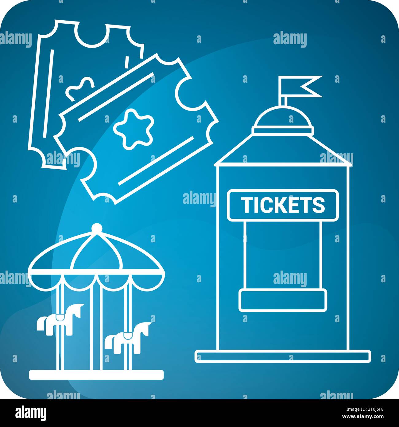 Amusement park vector flat icon set with circus tent Cut Out Stock ...