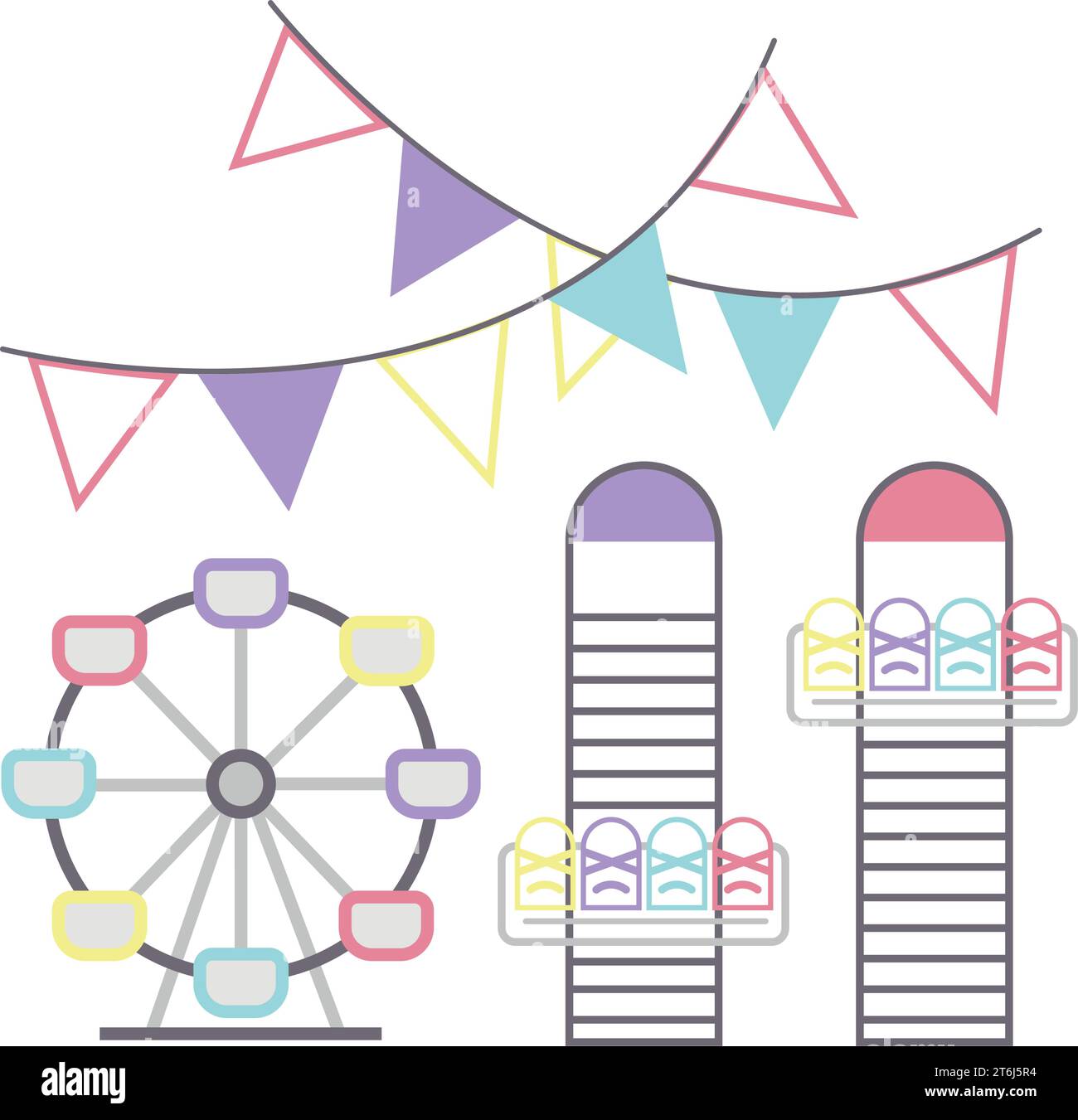 Set of carnival amusement park icons Vector Stock Vector Image & Art ...