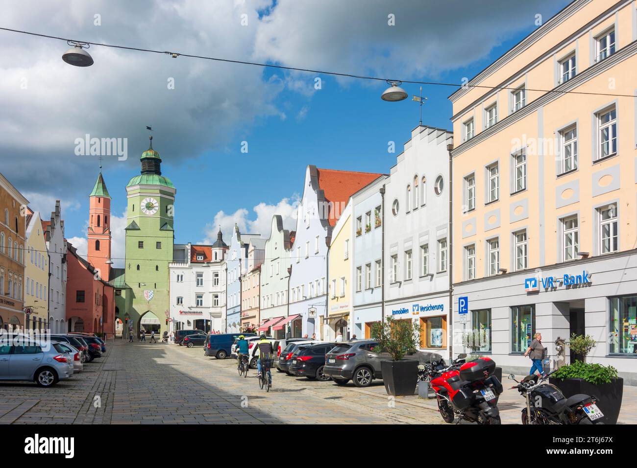 Vilsbiburg, Upper gate tower, former hospital church with the local ...