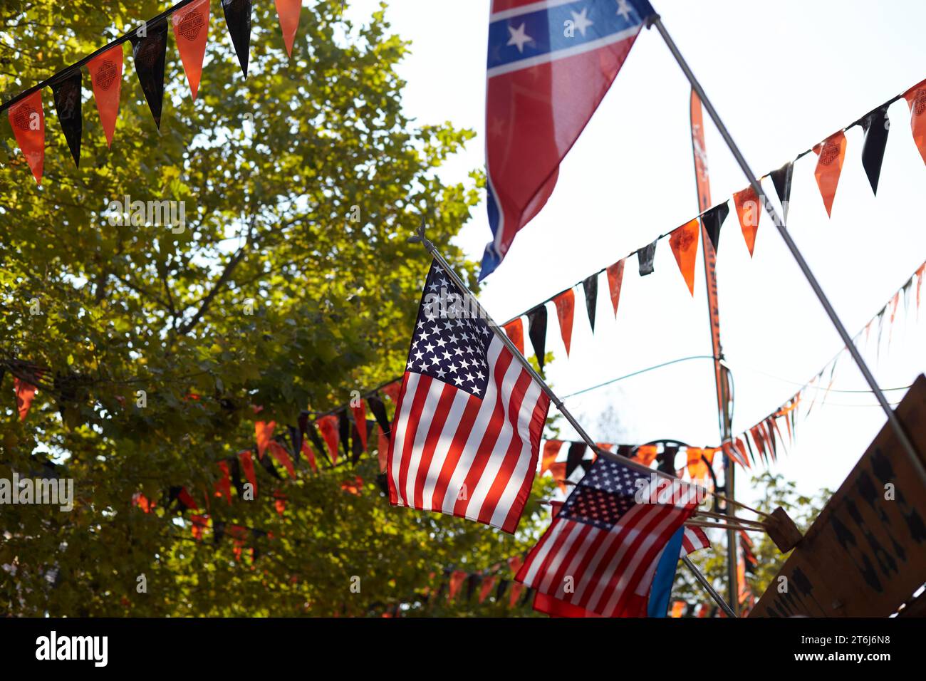 Flags at the European Bike Week, Faaker See, Carinthia, Austria Stock ...