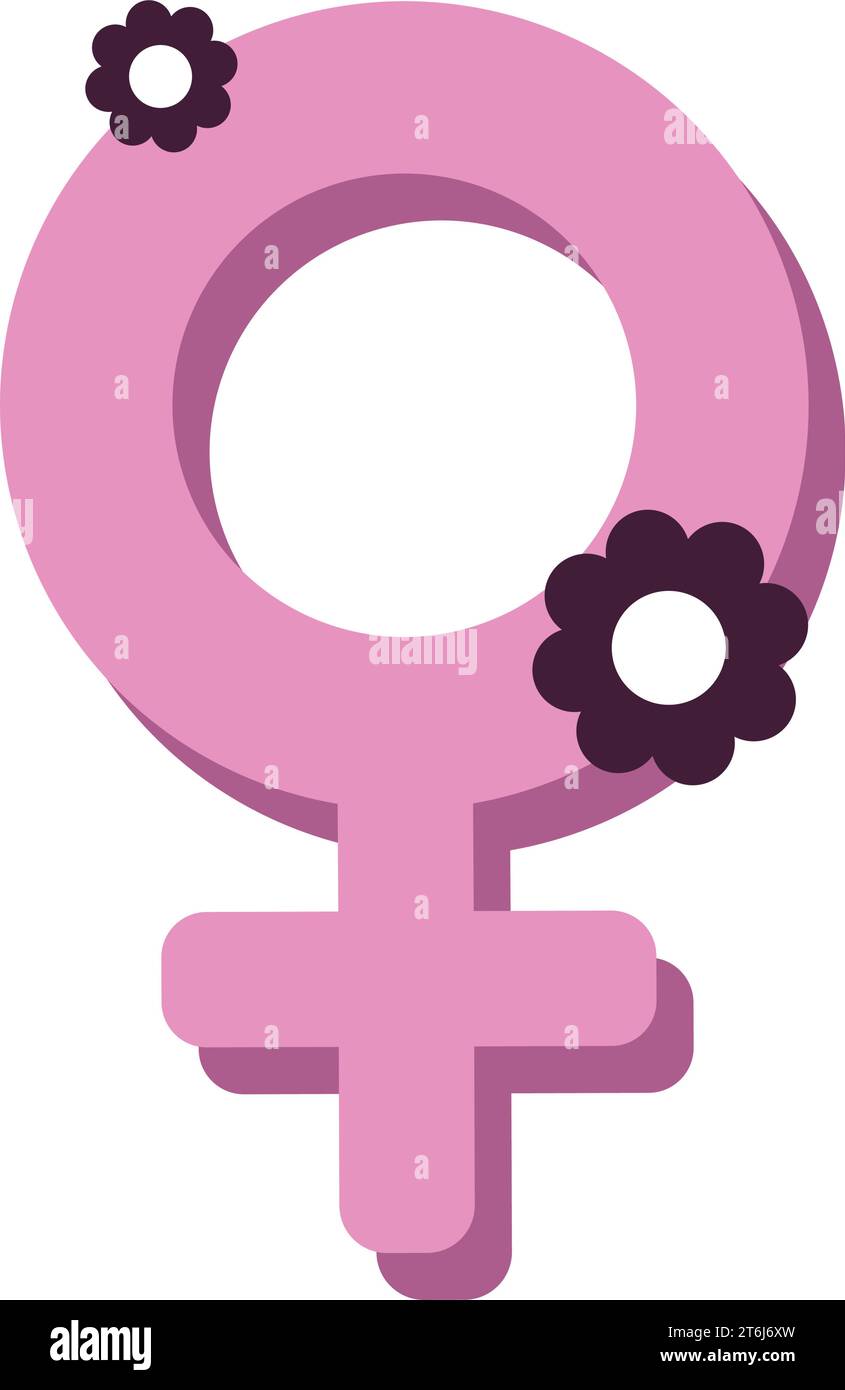 Isolated female gender symbol icon with pair of flowers Vector Stock ...