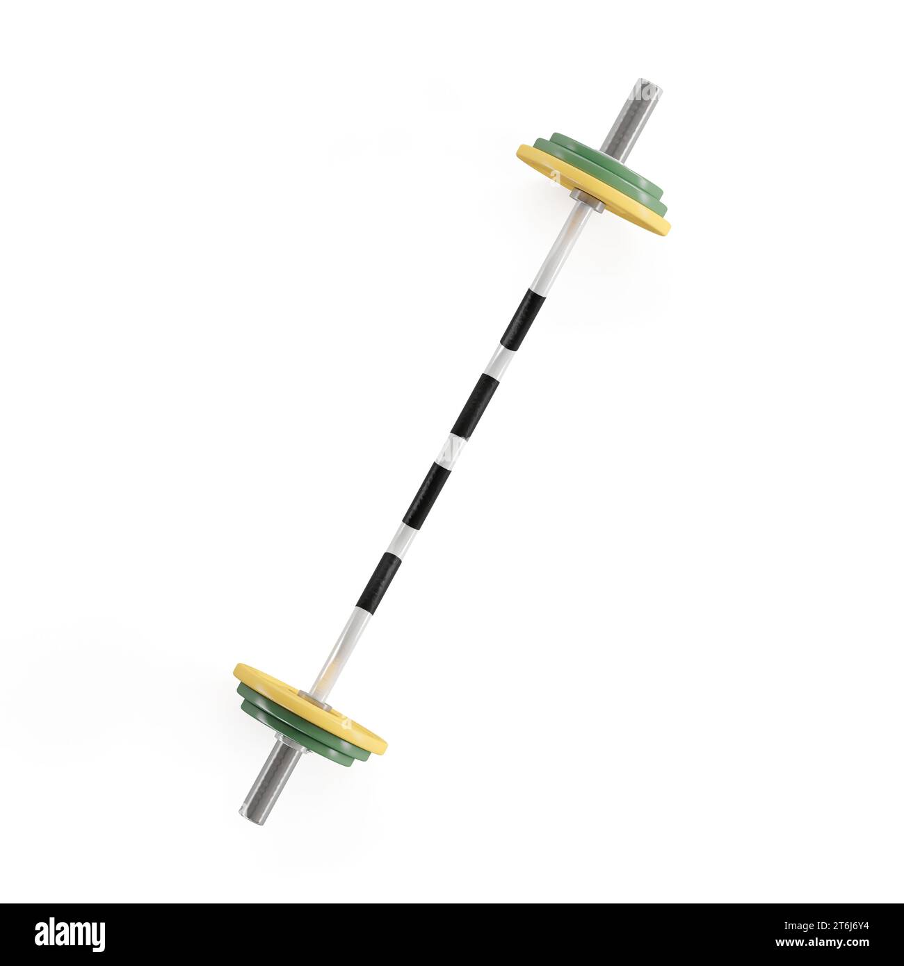 A set of two yellow and black gym weights isolated on a white ...