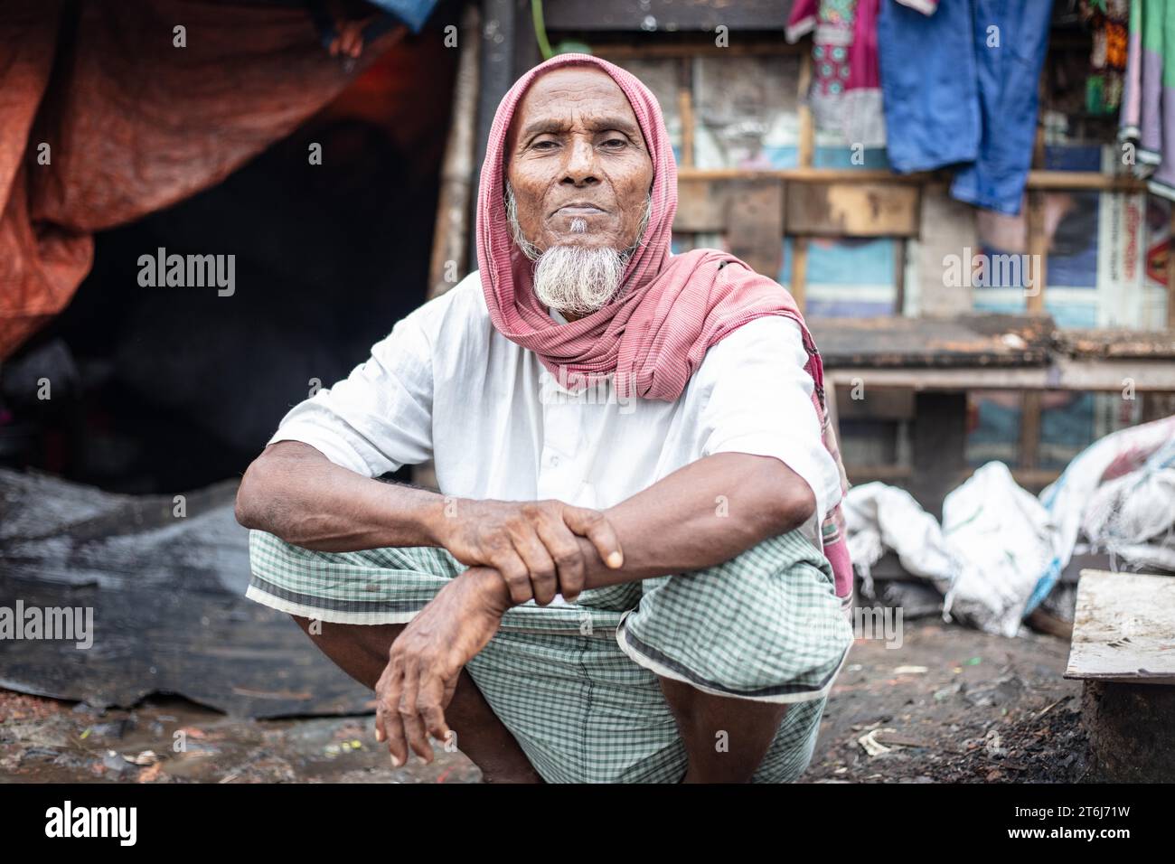 Man in front of his house, Tejgaon Slum Area, Dhaka, Bangladesh Stock ...
