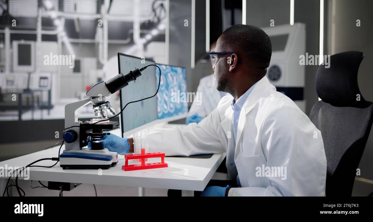 Research Lab Scientist Using Computer. Medical Science Stock Photo - Alamy
