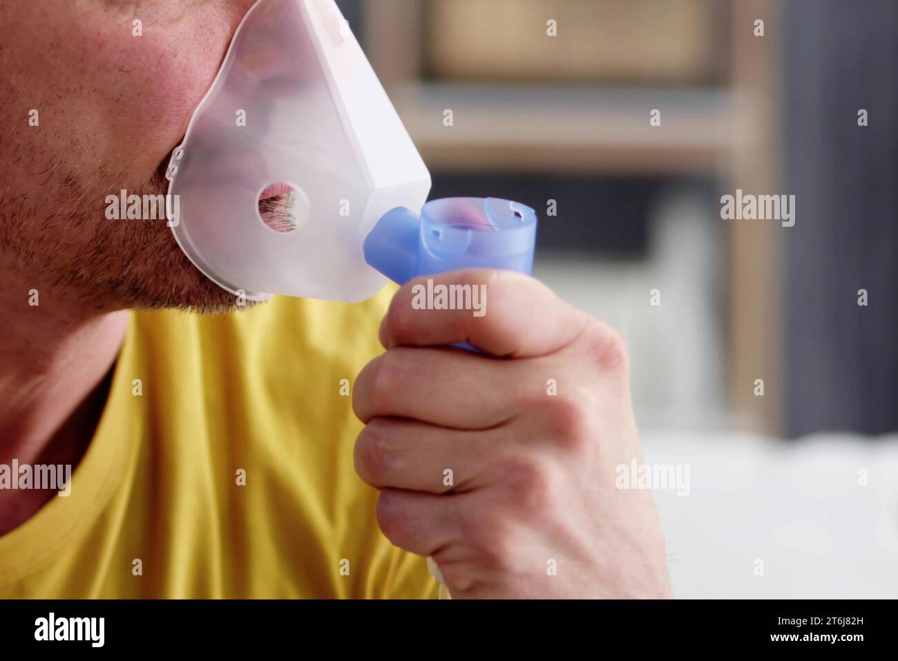 Patient with COPD and Asthma using nebulizer mask for cystic fibrosis ...