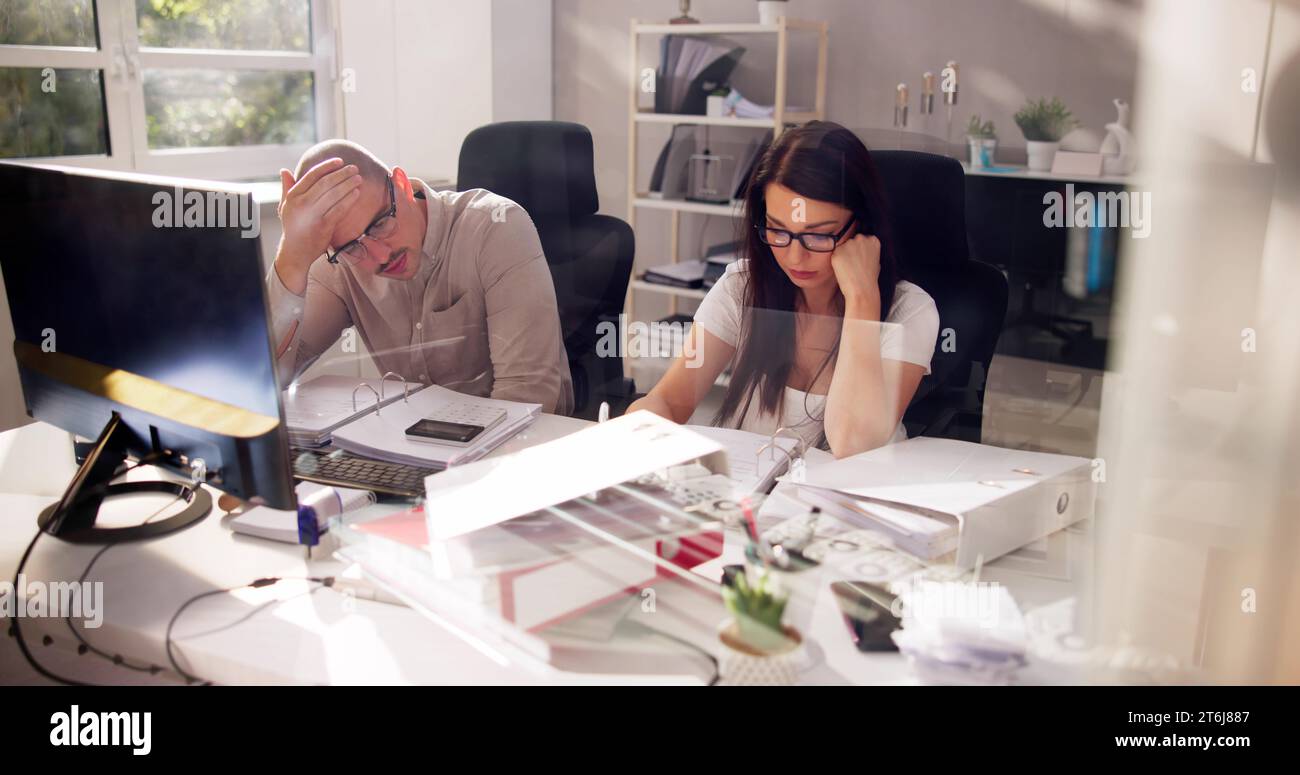 Frustrated Sad Accountant Office Employees With Invoice Stock Photo - Alamy