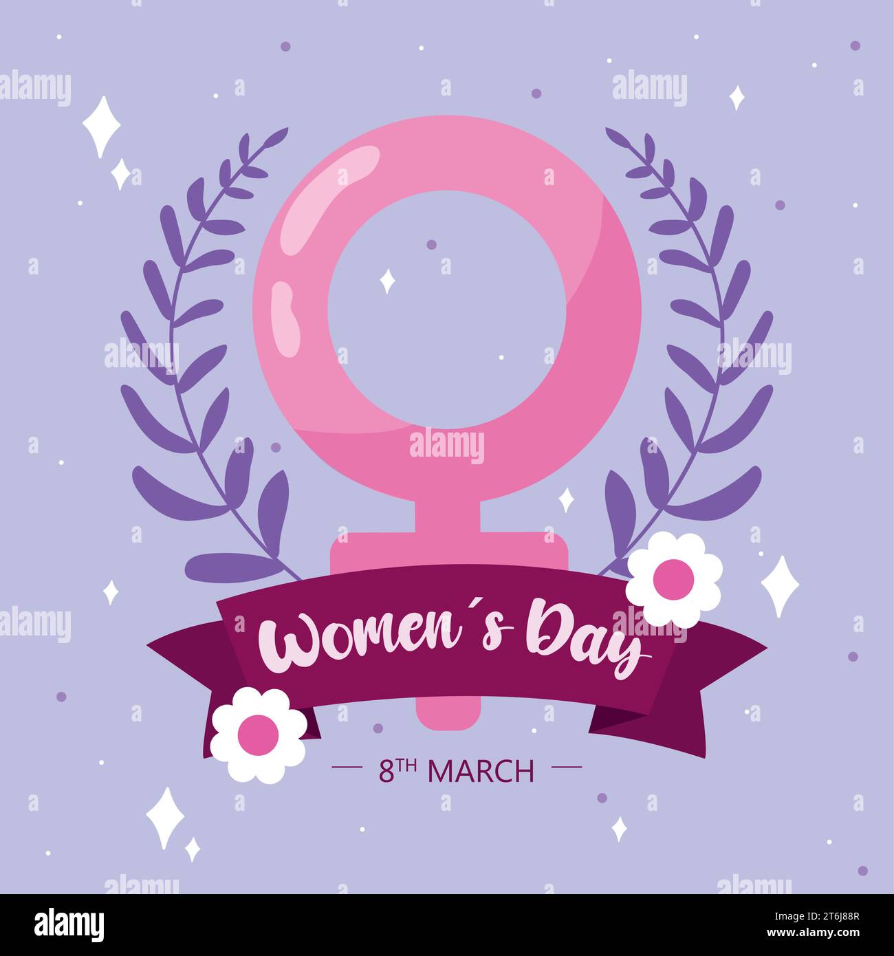 Isolated female symbol with laurel wreath Happy women day poster Vector ...