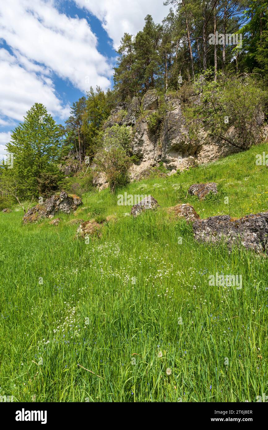 The Langerstein rock formation in Paradise Valley, Franconian ...