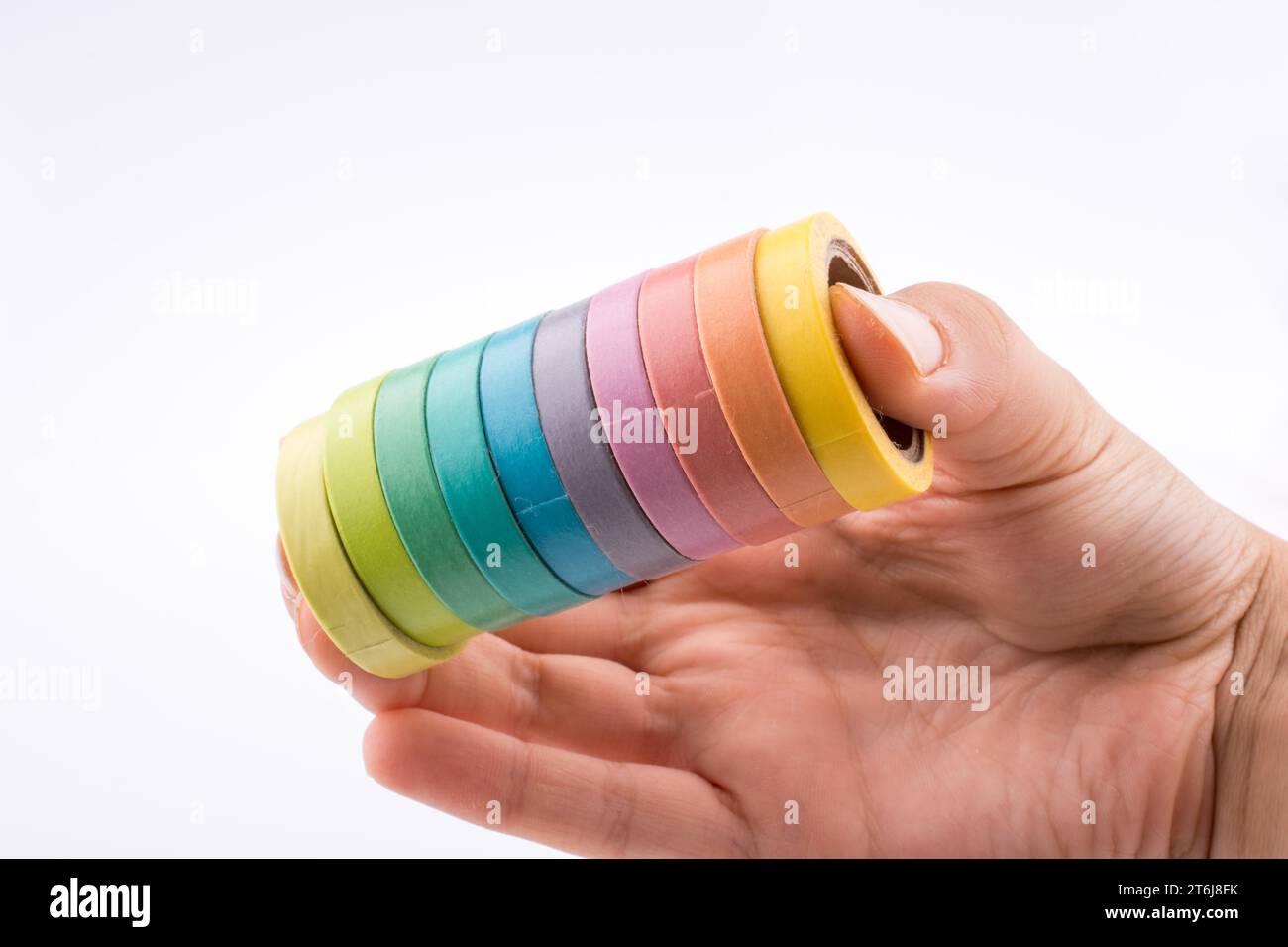 Colorful insulating adhesive tapes on white background Stock Photo - Alamy