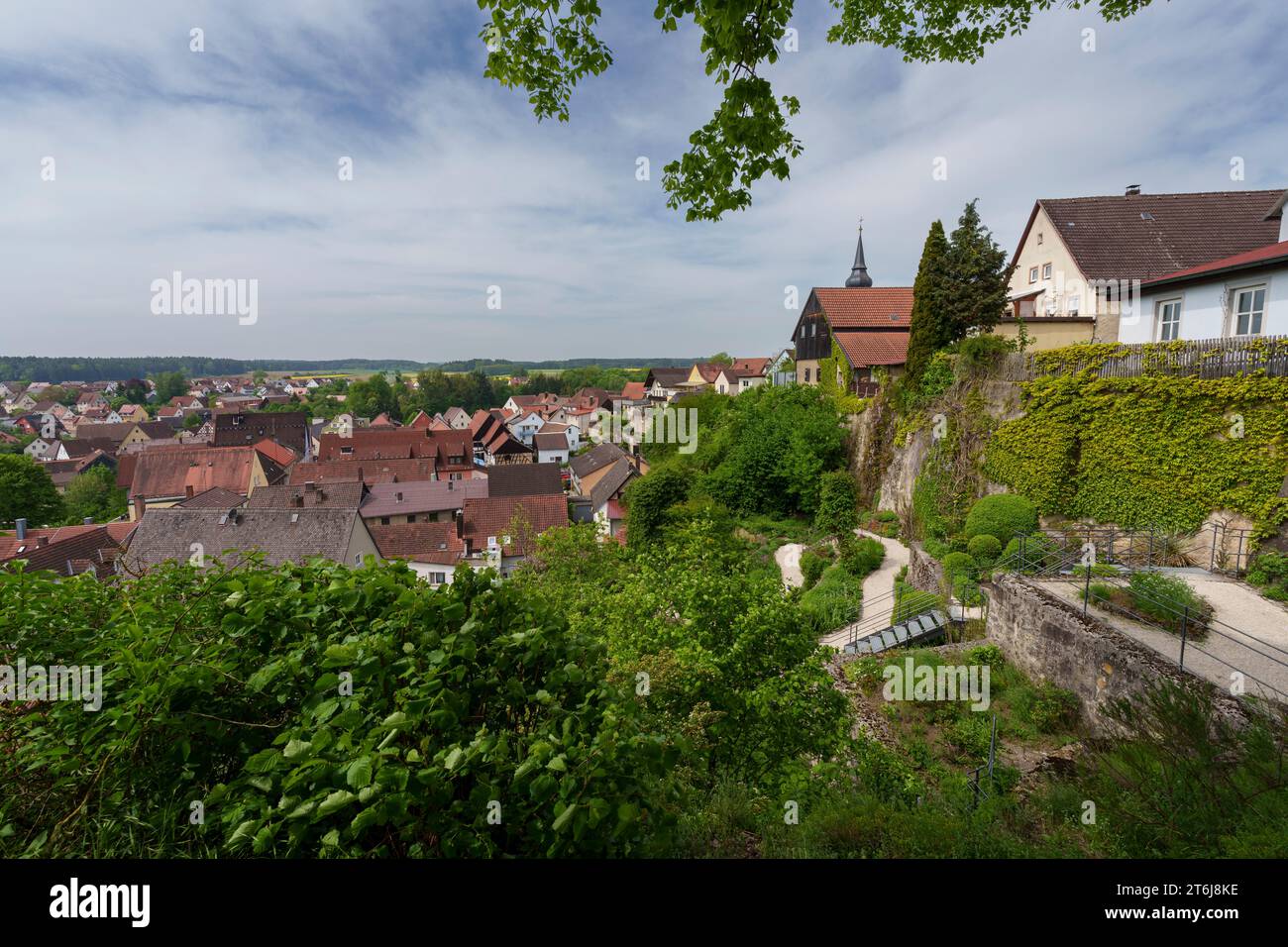 The terraced gardens at the city wall of the historic old town of ...