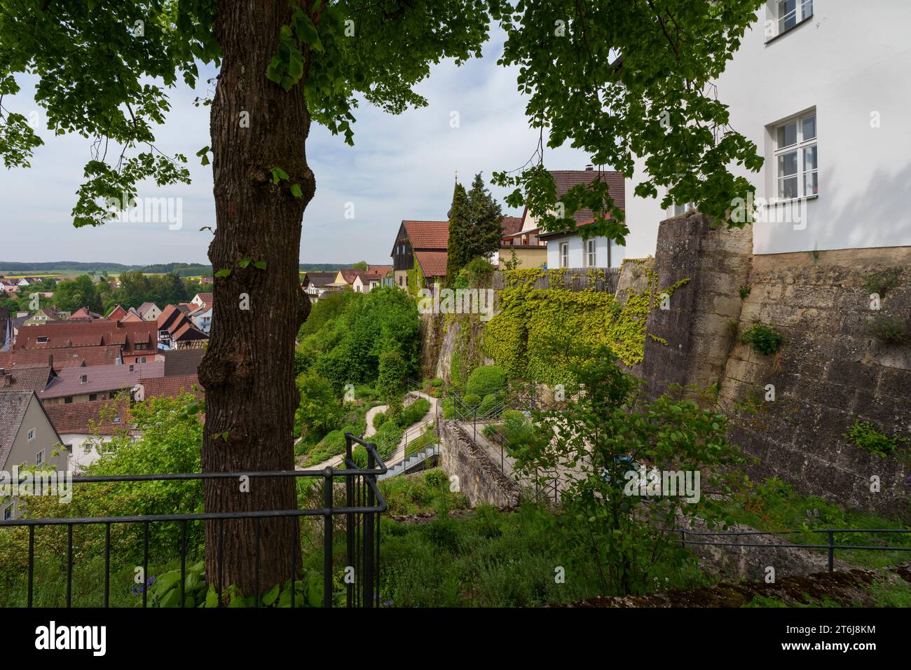 The terraced gardens at the city wall of the historic old town of ...