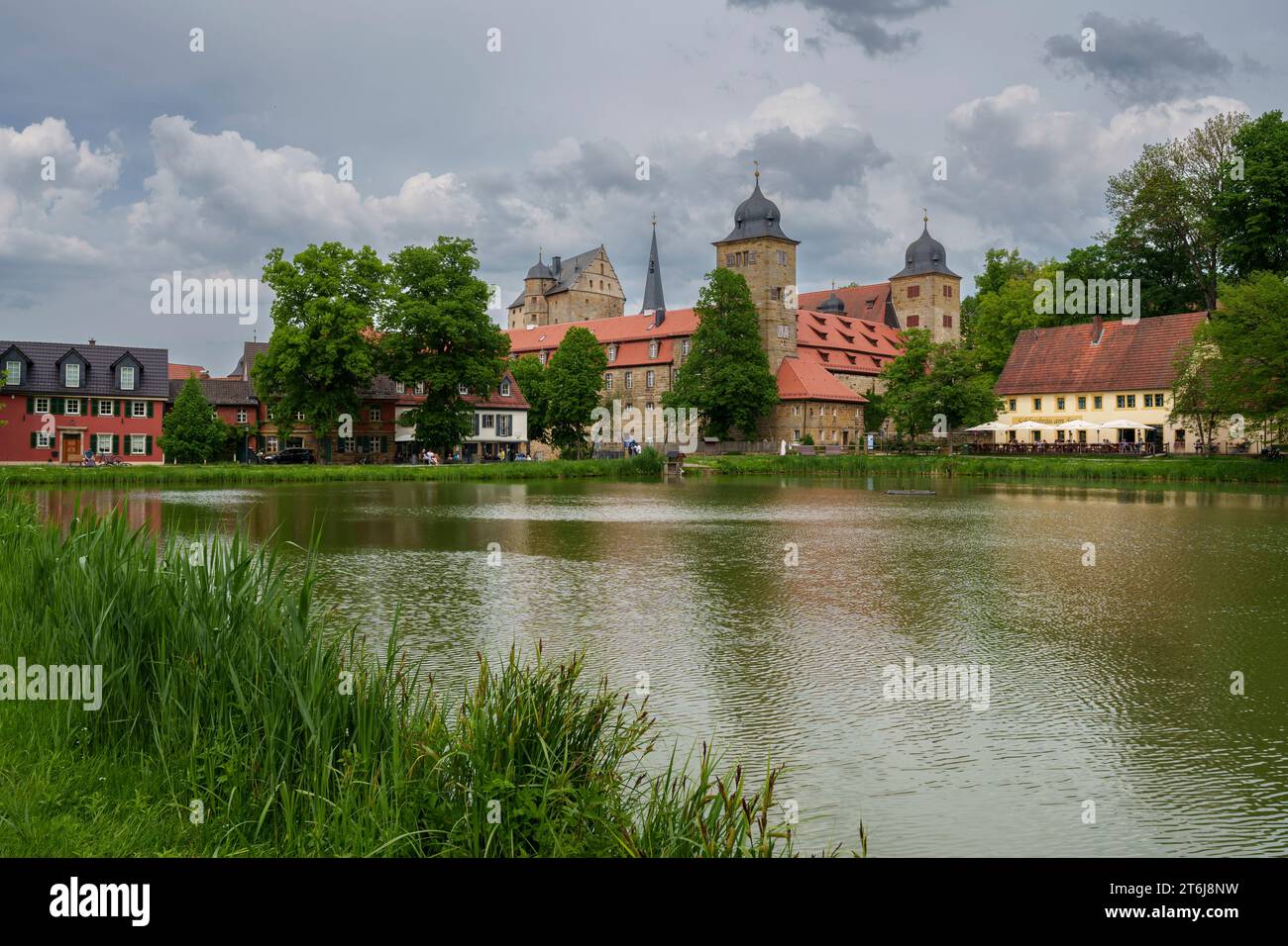 Castle park and castle pond at Thurnau Castle in Thurnau, Kulmbach ...