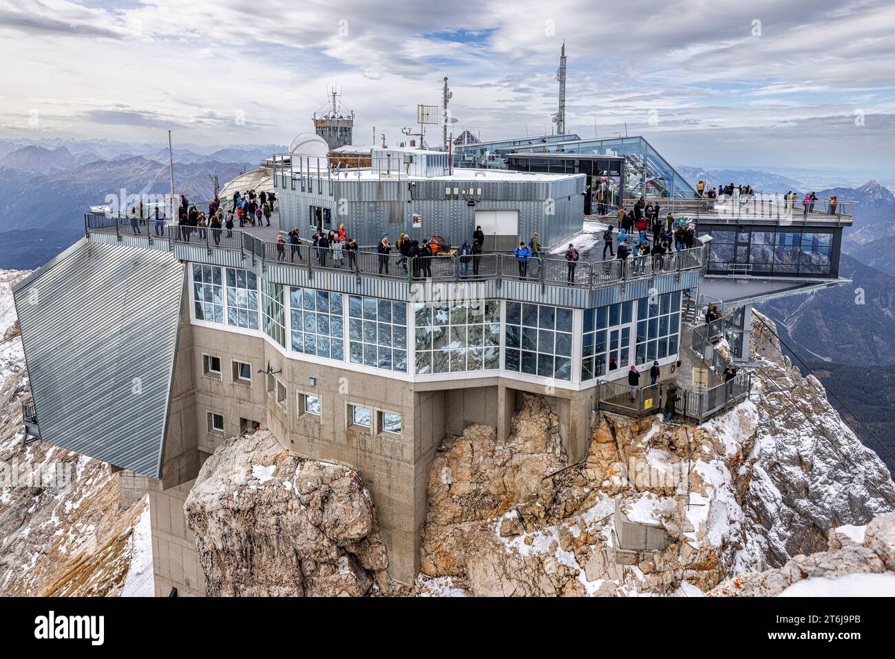 Mountain station of Zugspitzbahn, from the top of Zugspitze. Grainau ...