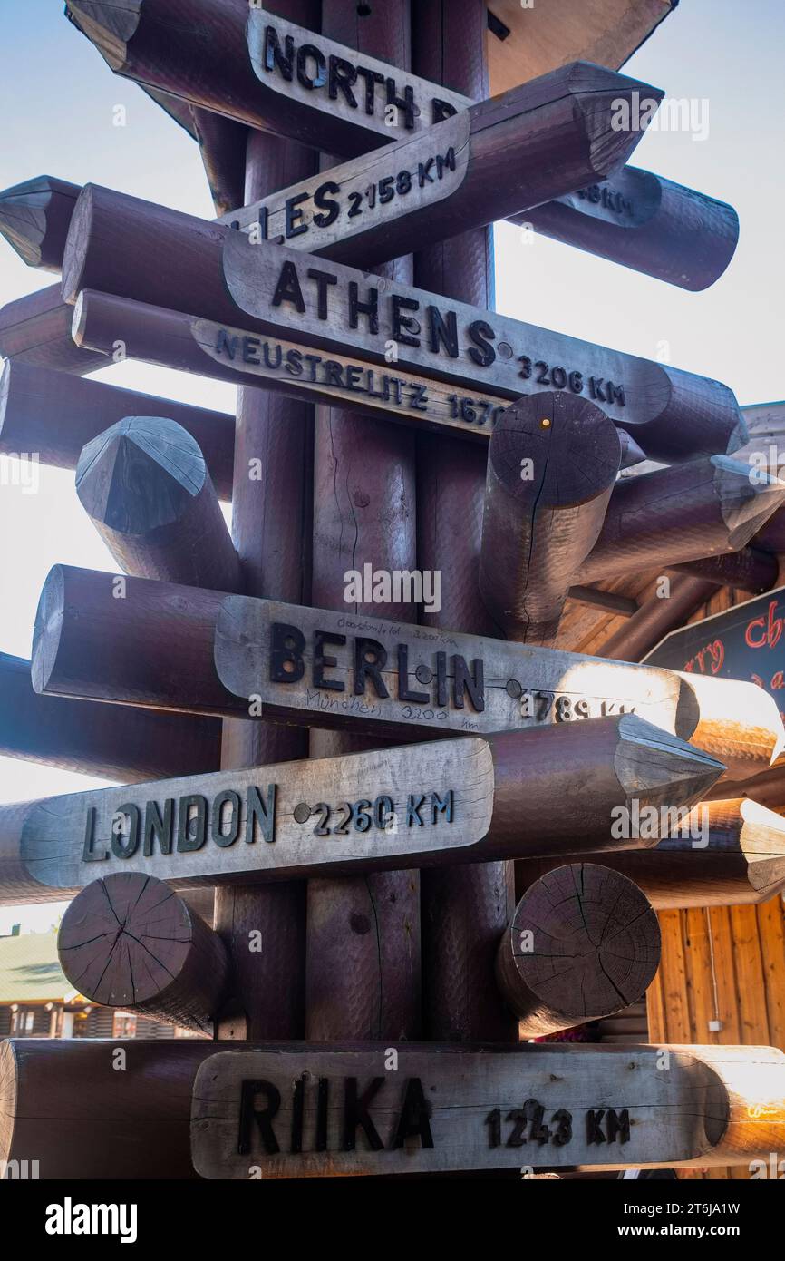 Signpost, Christmas Village, Santa Claus Village, Arctic Circle ...