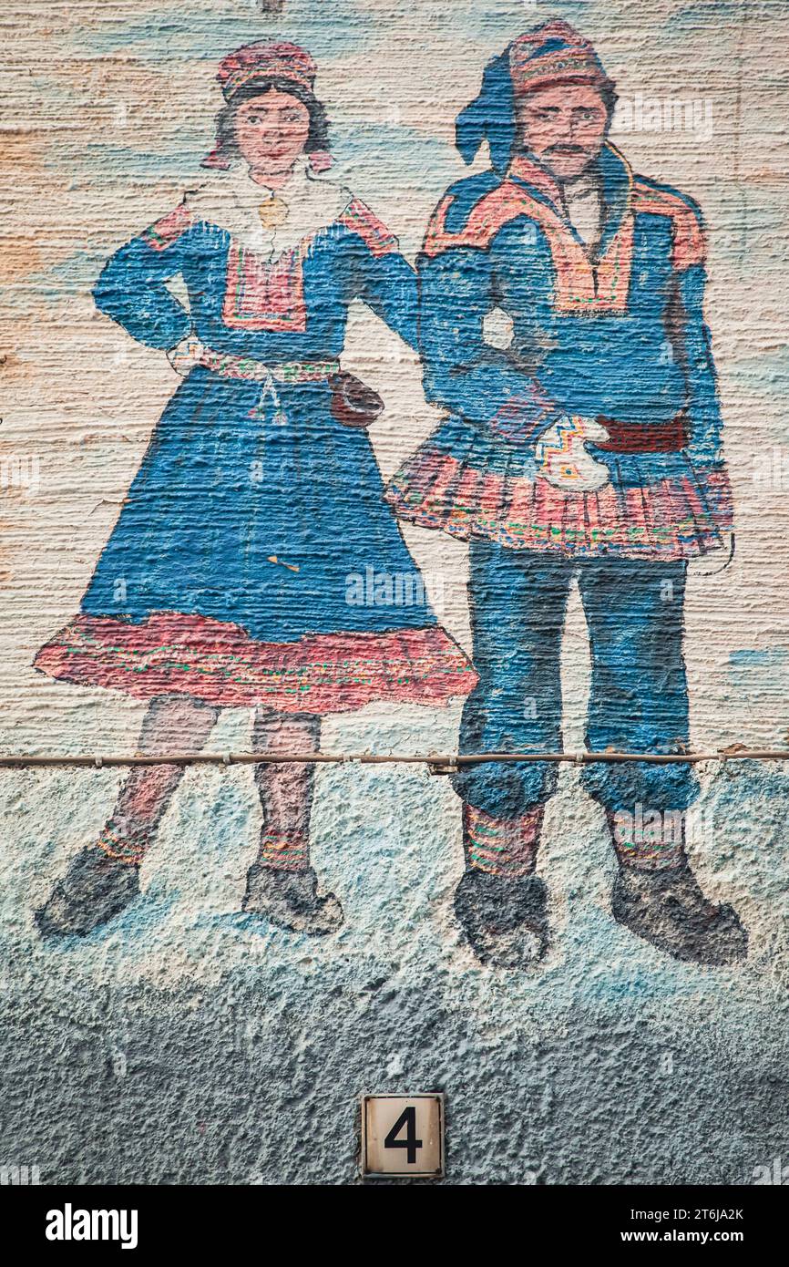 Sami life, graffiti, tradition, Saami, mural, house wall, Rovaniemi ...