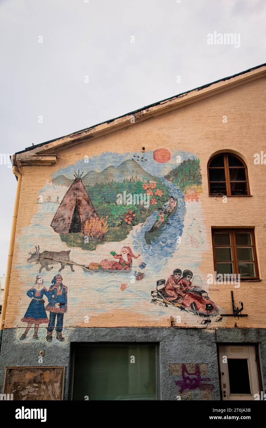 Sami life, graffiti, tradition, Saami, mural, house wall, Rovaniemi ...