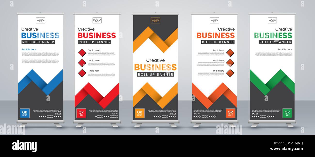 Set of templates with a design of vertical banners. Signboard ...