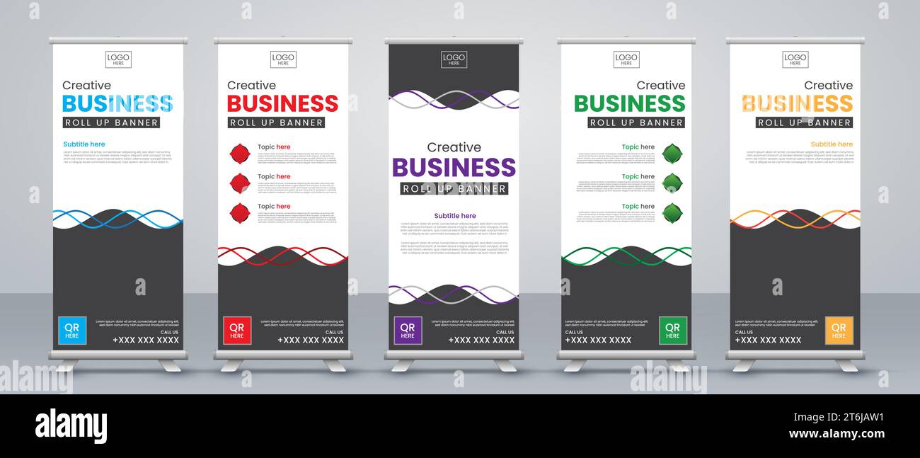 Set of templates with a design of vertical banners. Signboard ...