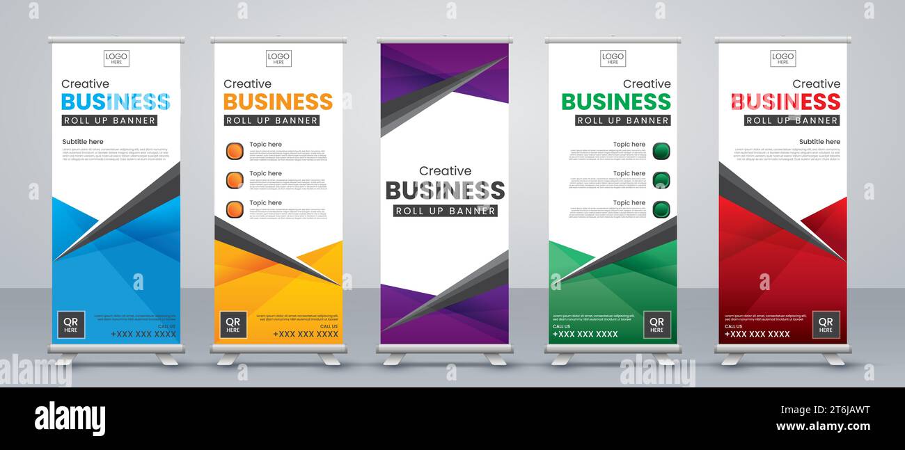 Set of templates with a design of vertical banners. Signboard ...