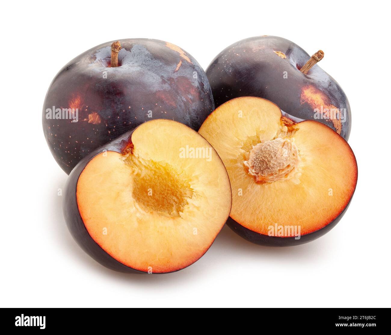 sliced red plum path isolated on white Stock Photo - Alamy