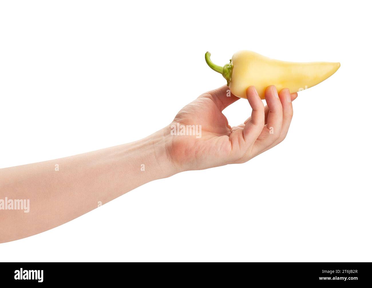 white pepper in hand path isolated on white Stock Photo - Alamy