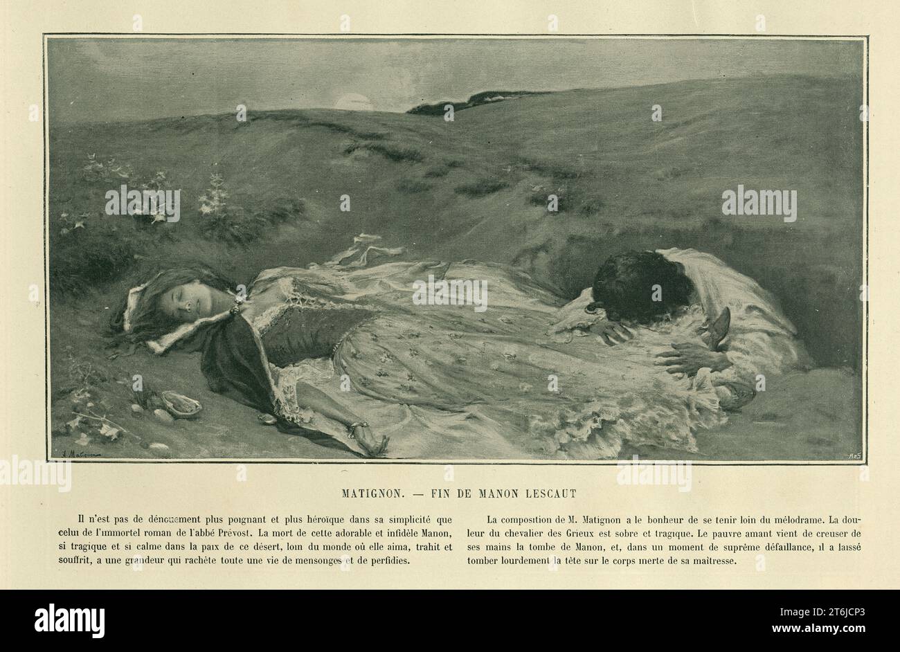 Vintage illustration after the painting by Albert Matignon, Fin De ...