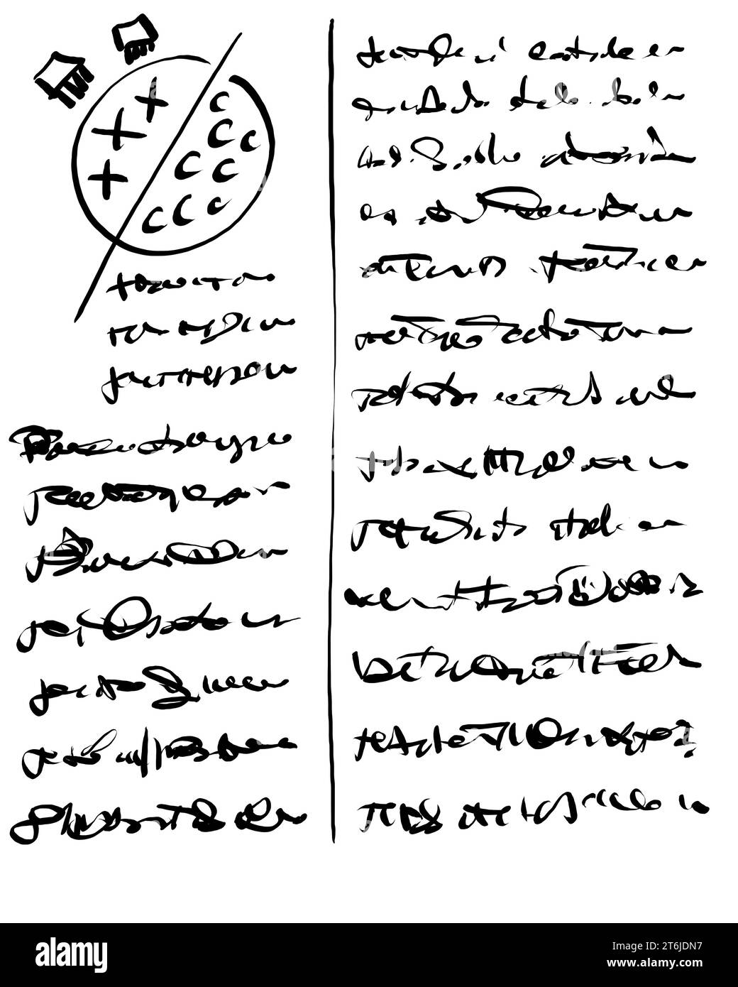 Abstract handwritten text, notes, scribbles, extraterrestrial writing ...