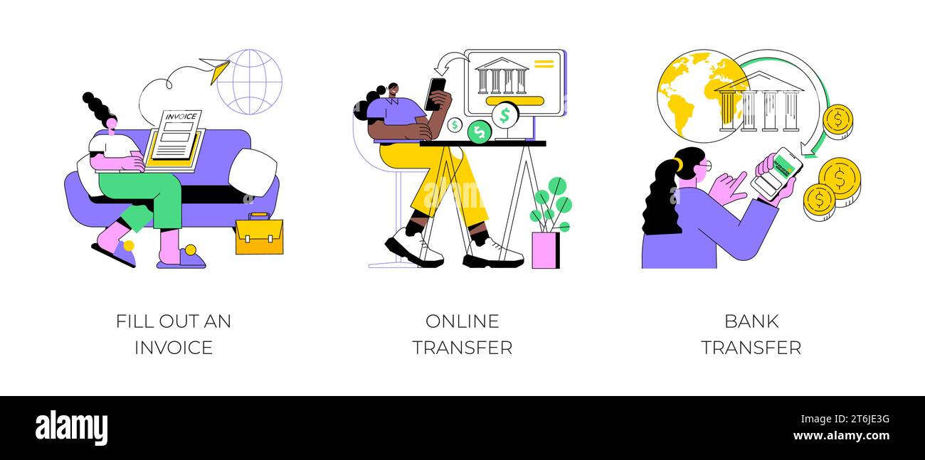 Remote payroll isolated cartoon vector illustrations set. Freelancer ...