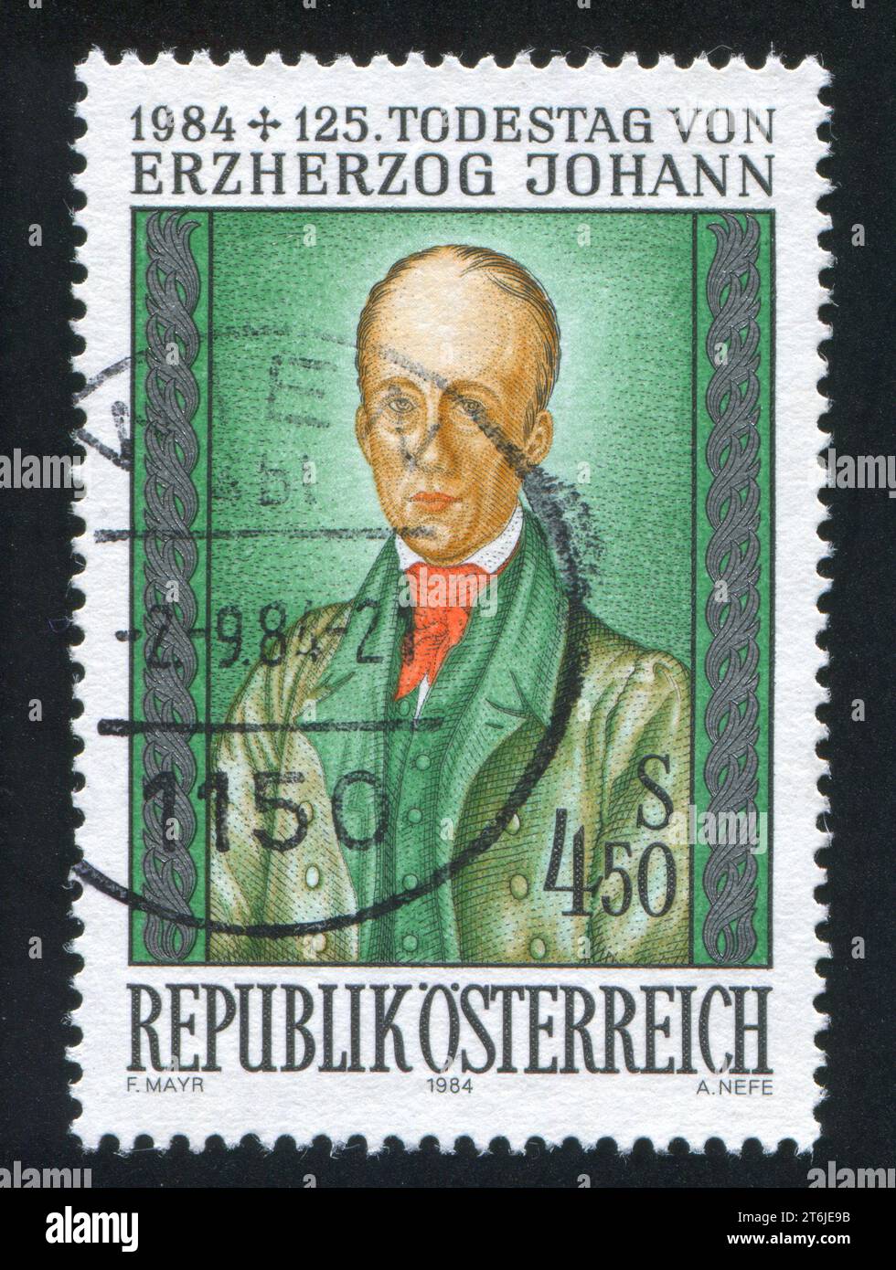 AUSTRIA - CIRCA 1984: stamp printed by Austria, shows Archduke Johann ...