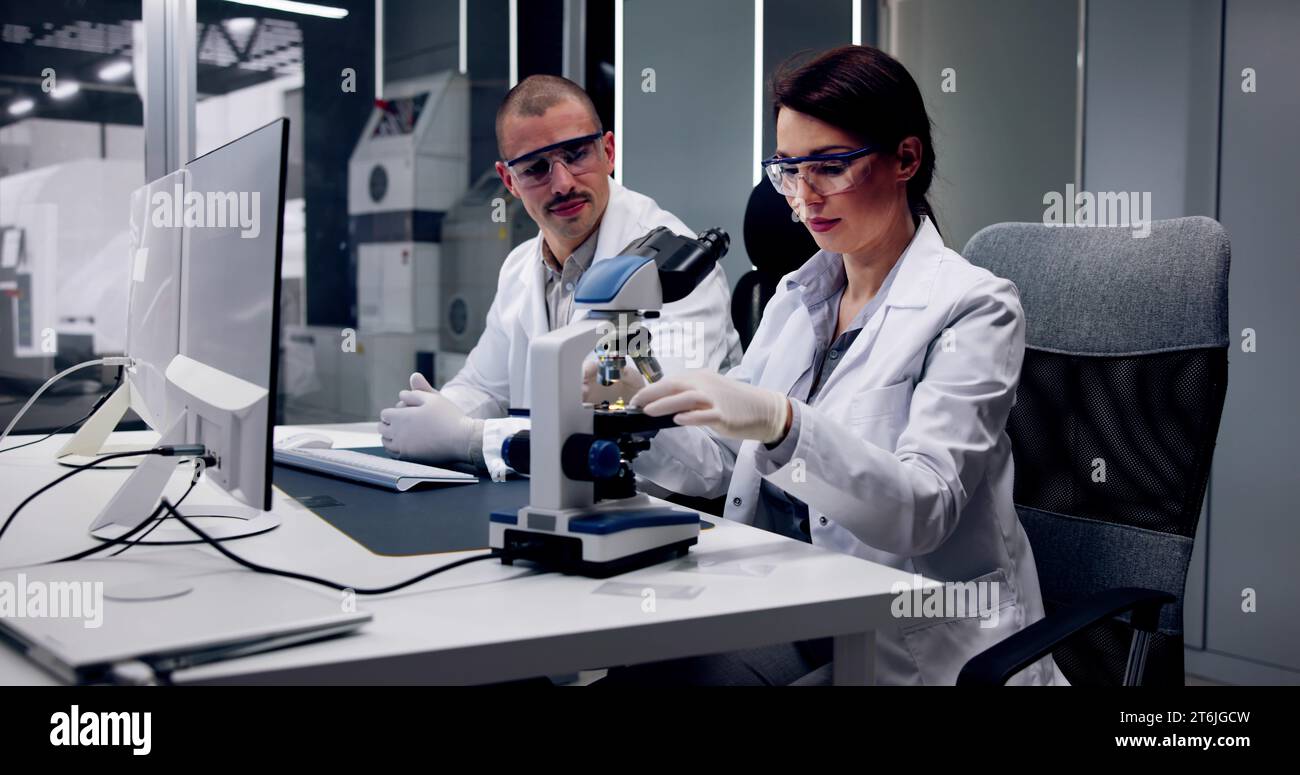 Electronic Lab Factory Worker And Semiconductor Engineer Testing Device ...