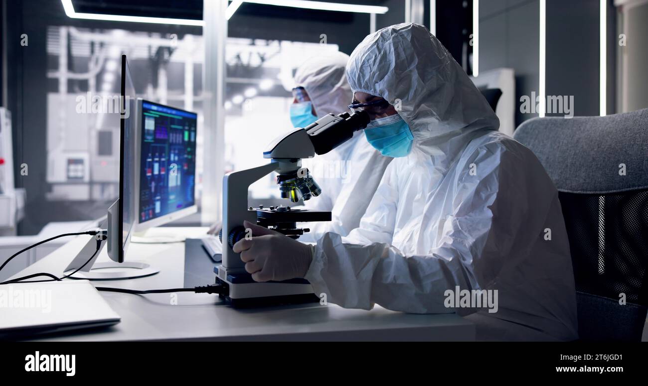 Industrial Medical Factory Research With Microscope In Production ...