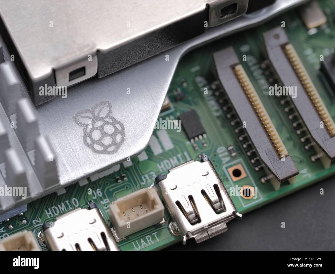 Galati, ROMANIA - November 10, 2023: Close-up of a Raspberry Pi 5 with ...