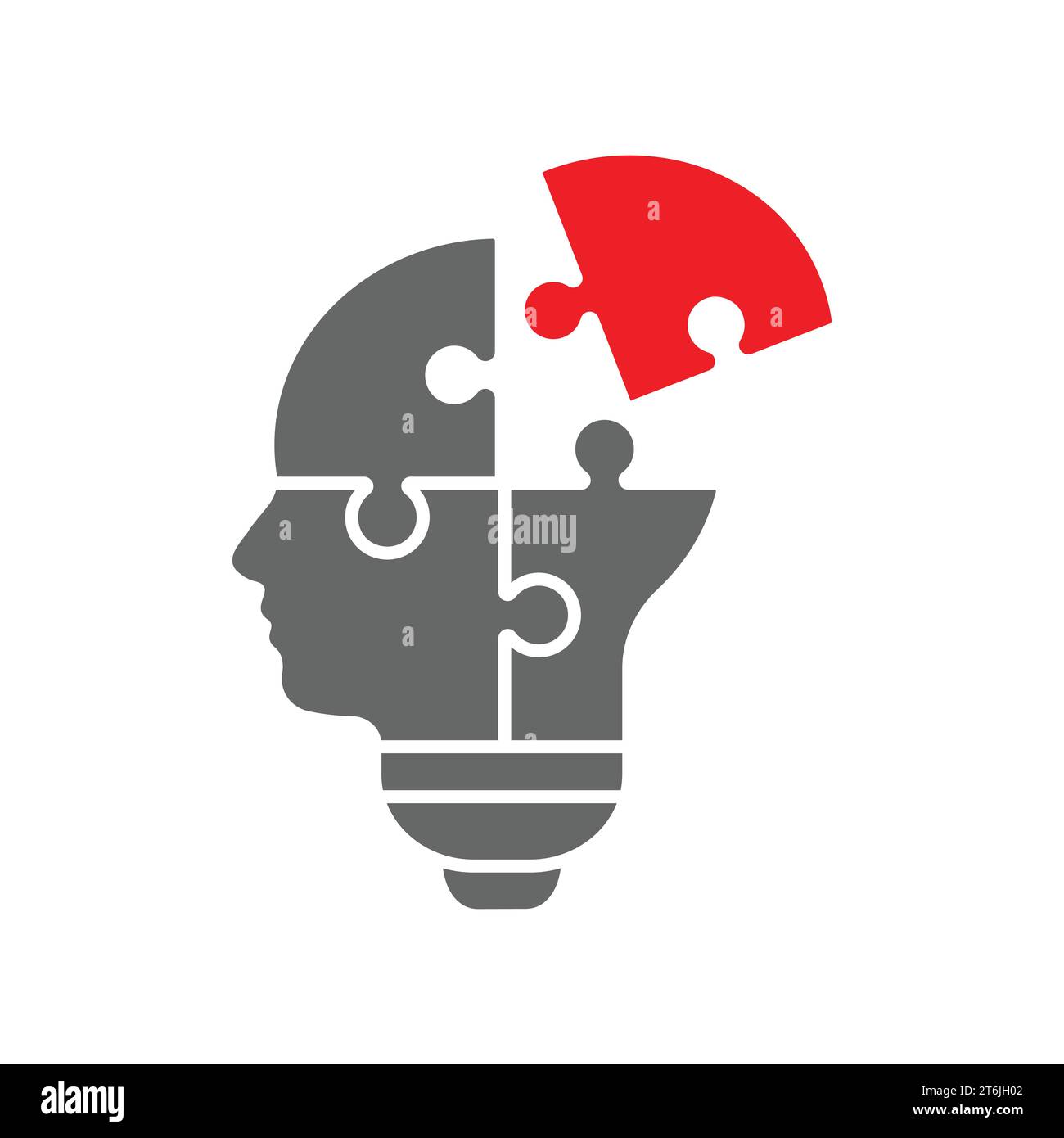 Puzzle head in shape idea lightbulb. Business concept illustration to ...