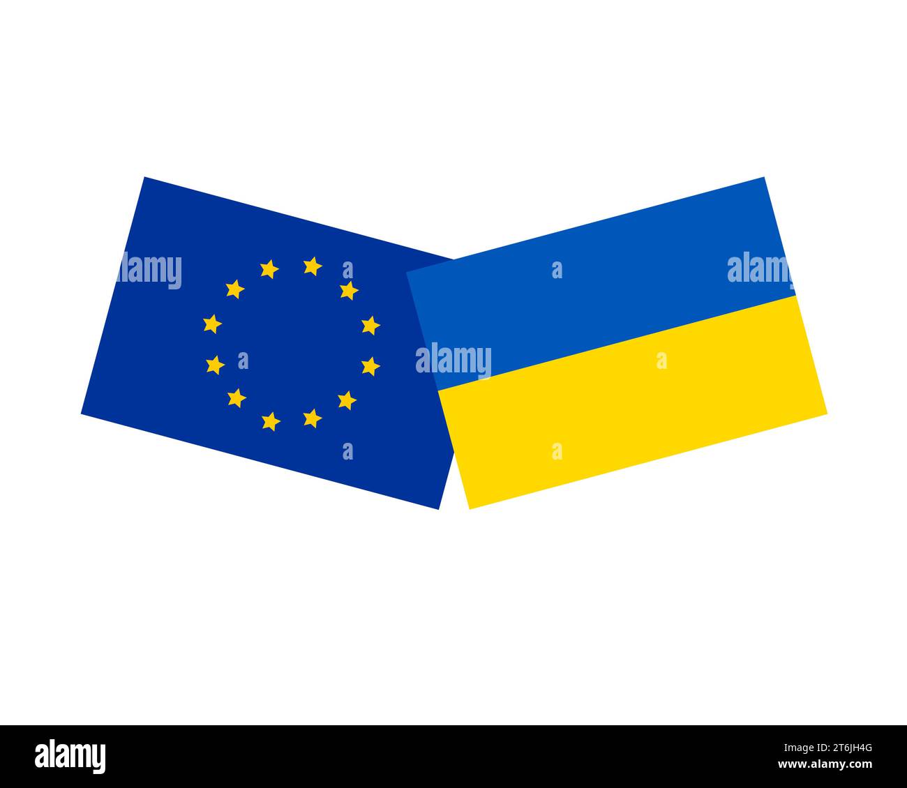 Flags of Ukraine and European Union as symbol of partnership and ...
