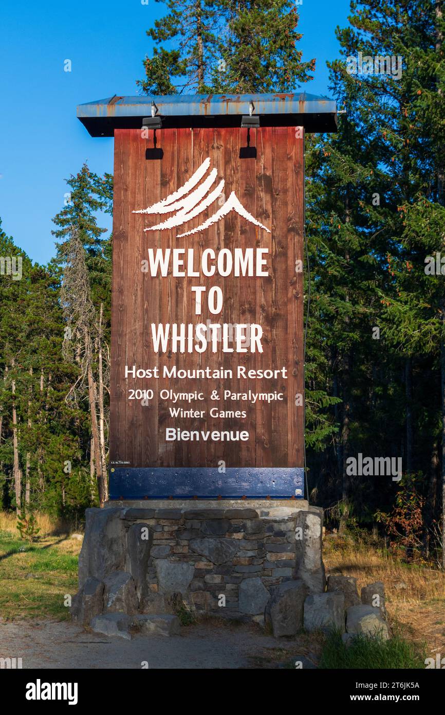 Whistler, BC Canada - 3 OCT 2022: Welcome to Whistler Sign Stock Photo ...