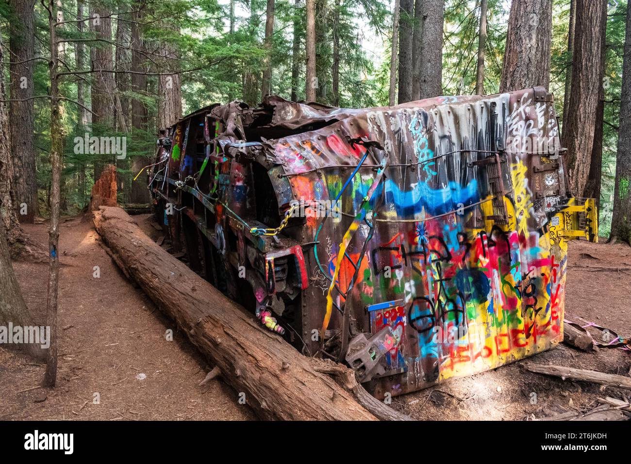 Whistler, BC Canada - 4 OCT 2022: Wrecked train cars with graffiti art ...