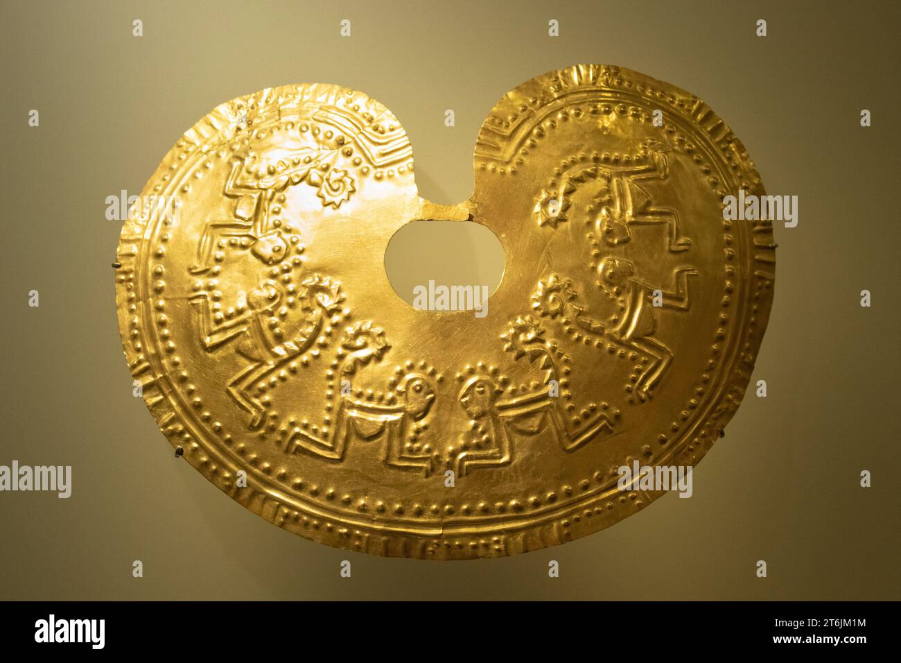 Ancient cacique golden pectoral with monkeys and ornaments at colombian ...