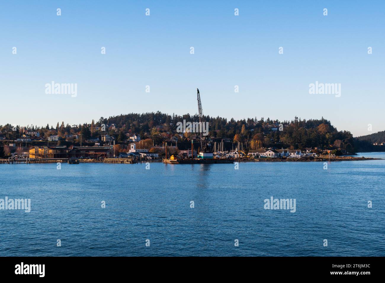Evening sun shines on Port Townsend Waterfront, Port Townsent, WA, USA ...