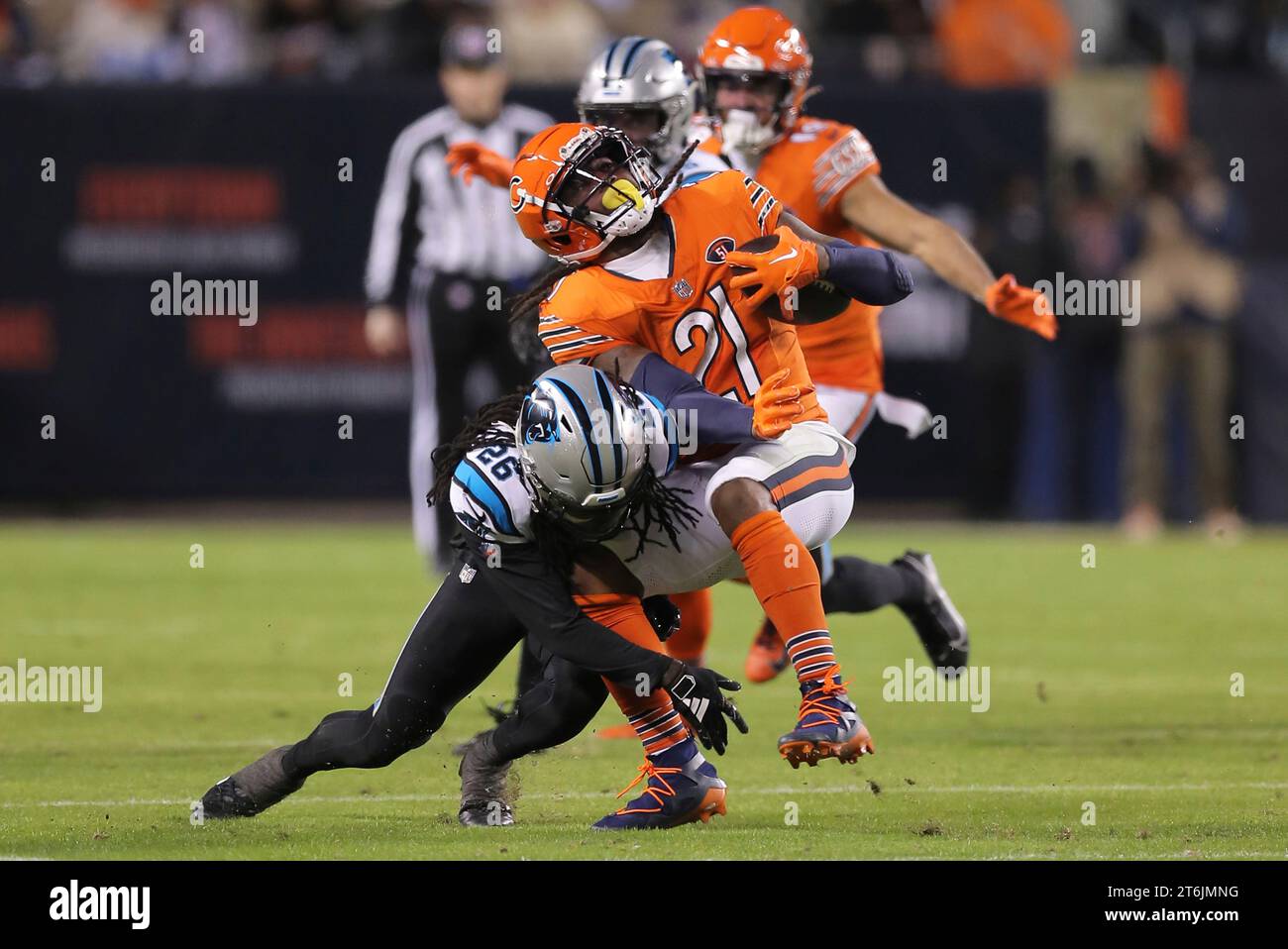 Carolina Panthers cornerback Donte Jackson (26) tackles Chicago Bears ...