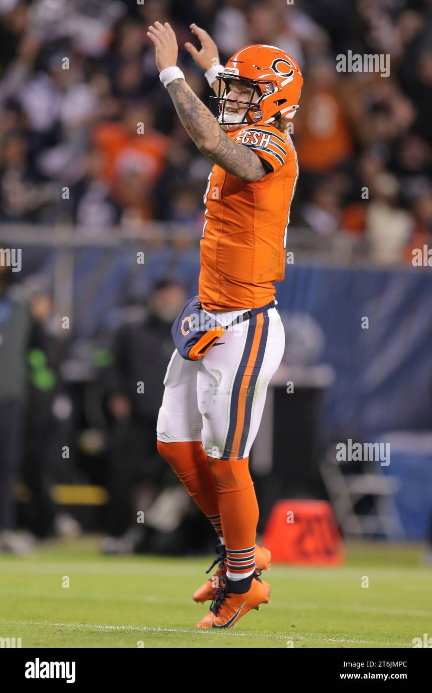 Chicago Bears quarterback Tyson Bagent (17) during an NFL football game ...