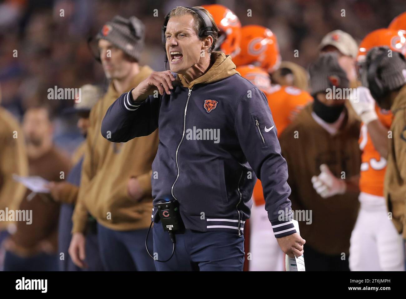 Chicago Bears head coach Matt Eberflus during an NFL football game ...