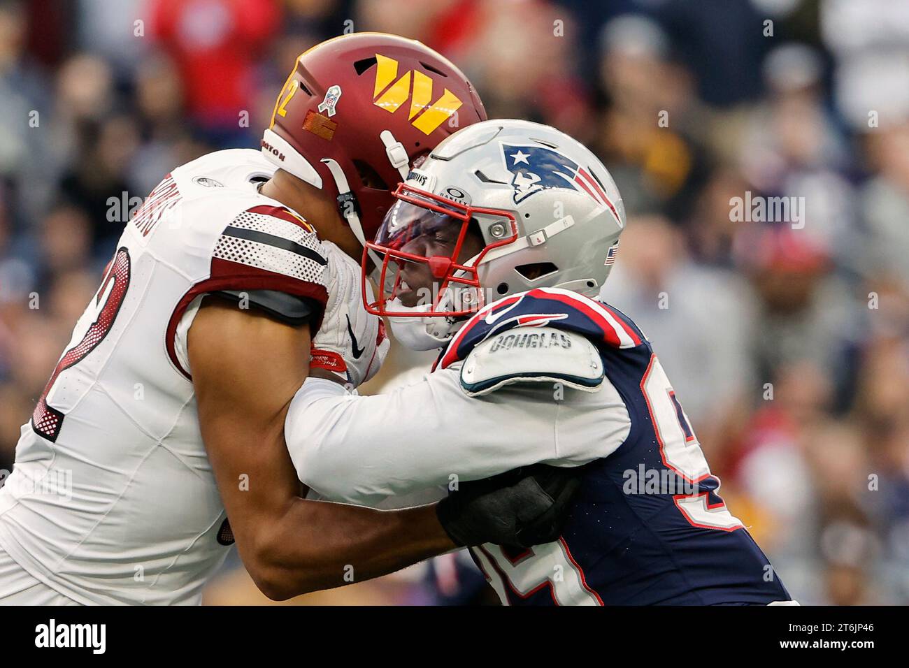 New England Patriots defensive end Keion White rushes against the ...