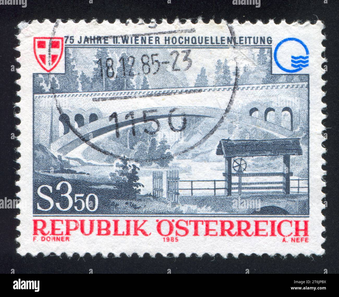 AUSTRIA - CIRCA 1985: stamp printed by Austria, shows Vienna Aqueduct ...