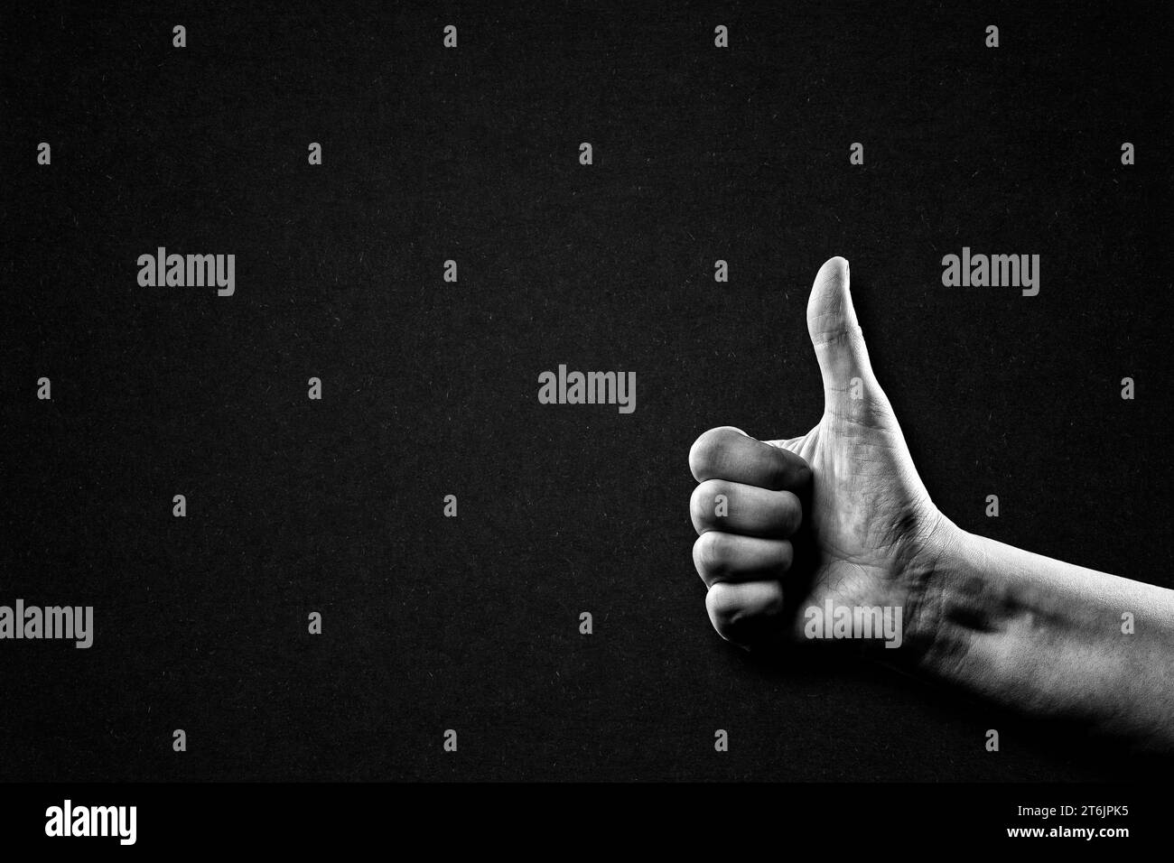 Hand Showing OK Good Sign in Black and White on Textured Paper ...